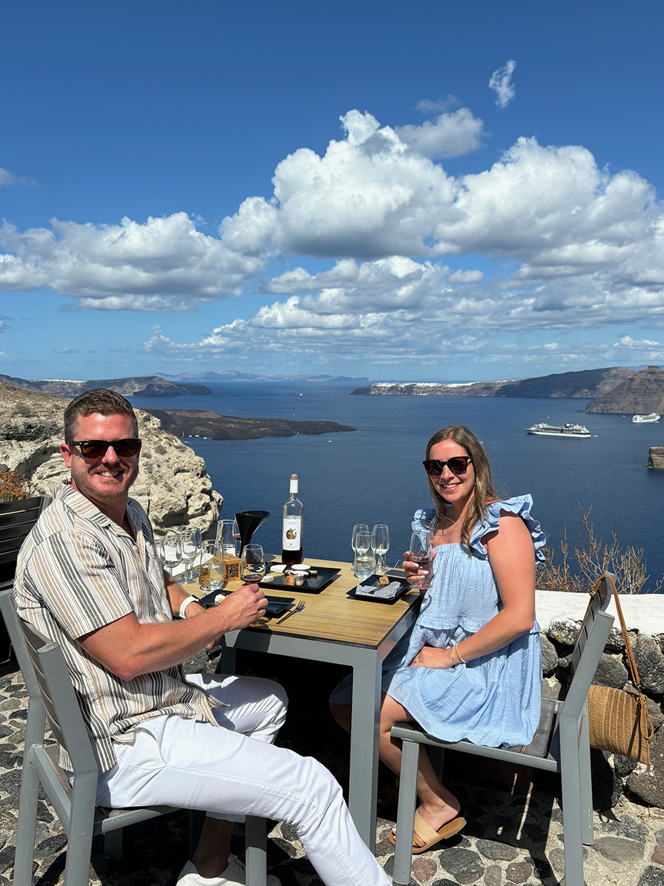 Chloe and Paul Santorini Greece copy • Wander Your Way
